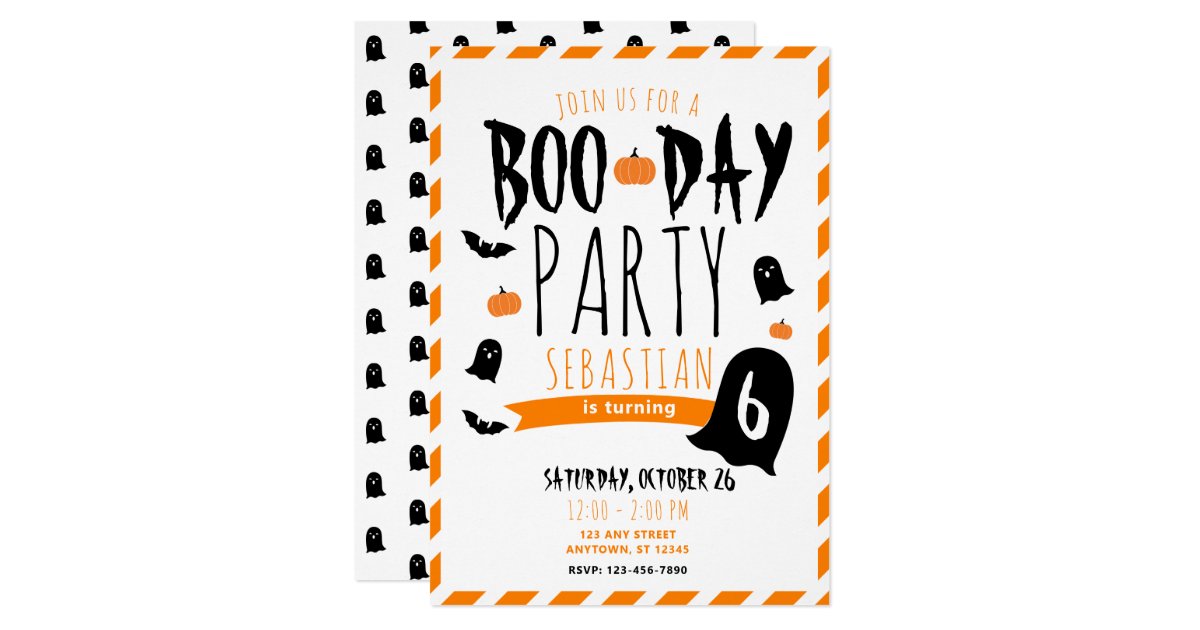 Halloween Birthday Boo-Day Ghosts and Bats Invitation | Zazzle.com
