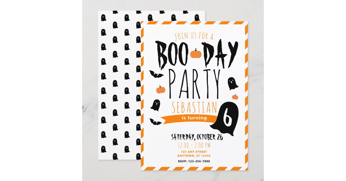 Halloween Birthday Boo-Day Ghosts and Bats Invitation | Zazzle