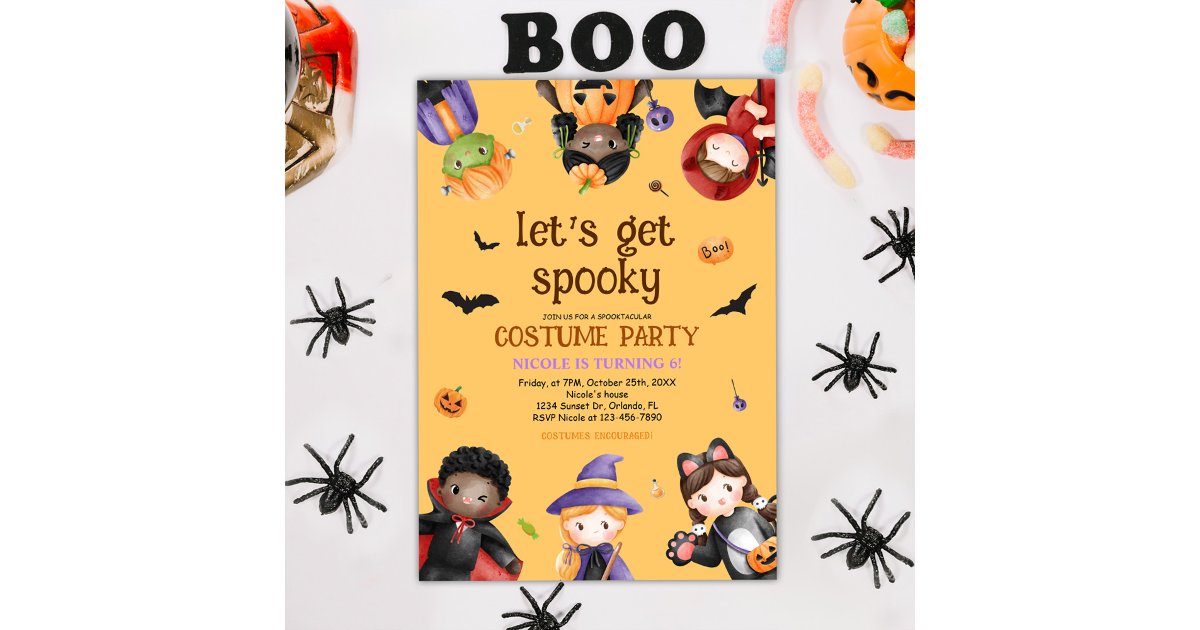 Halloween Birthday Cute Kids Costume Party Invitation | Zazzle