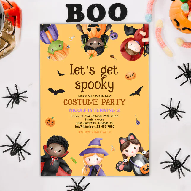 Halloween Birthday Cute Kids Costume Party Invitation | Zazzle