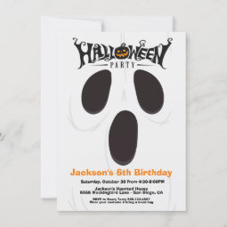 Halloween Birthday Ghost Face invitations | Zazzle