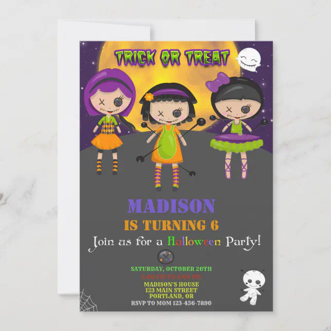Halloween birthday invitation Kids costume party | Zazzle