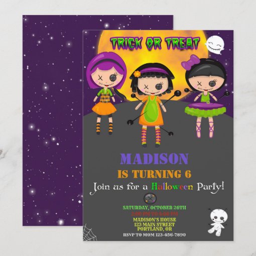 Halloween birthday invitation Kids costume party | Zazzle
