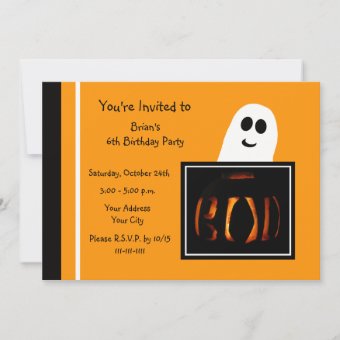 Halloween Birthday Party Invitation Boo | Zazzle