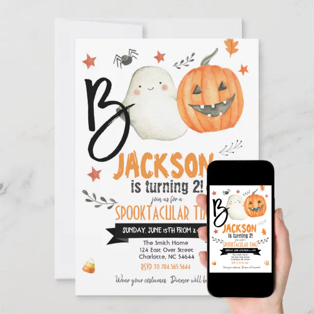 Halloween birthday Party invitation, Boo invite | Zazzle
