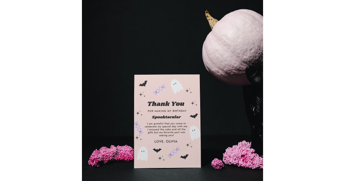 Halloween Birthday Spooktacular Thank You Card | Zazzle