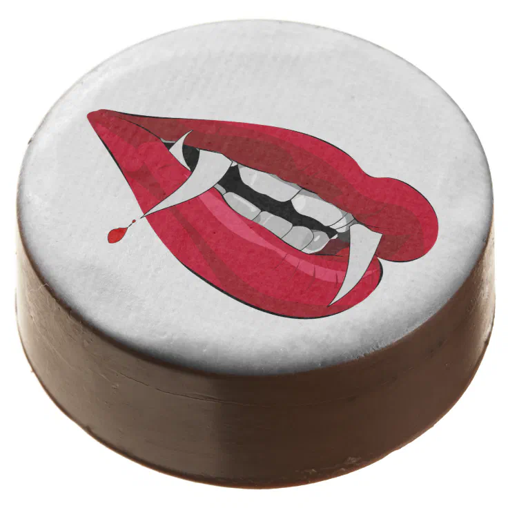 Halloween Bite Me Vampire Fangs and Lips Chocolate Covered Oreo | Zazzle