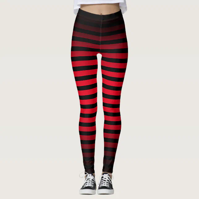 Halloween Black and red vertical stripes ombre Leggings | Zazzle