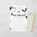 Halloween Black and White Bats Baby Name Race Game | Zazzle