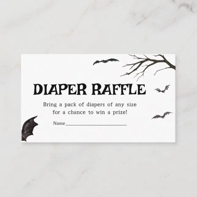 Halloween Black and White Bats Diaper Raffle Enclosure Card | Zazzle