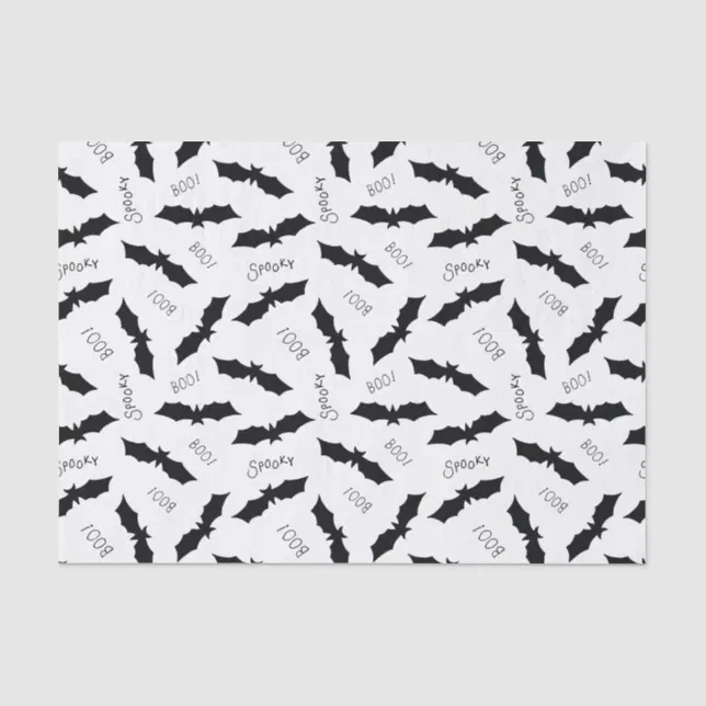 Halloween Black Bat Boo Spooky Pattern Tissue Paper | Zazzle