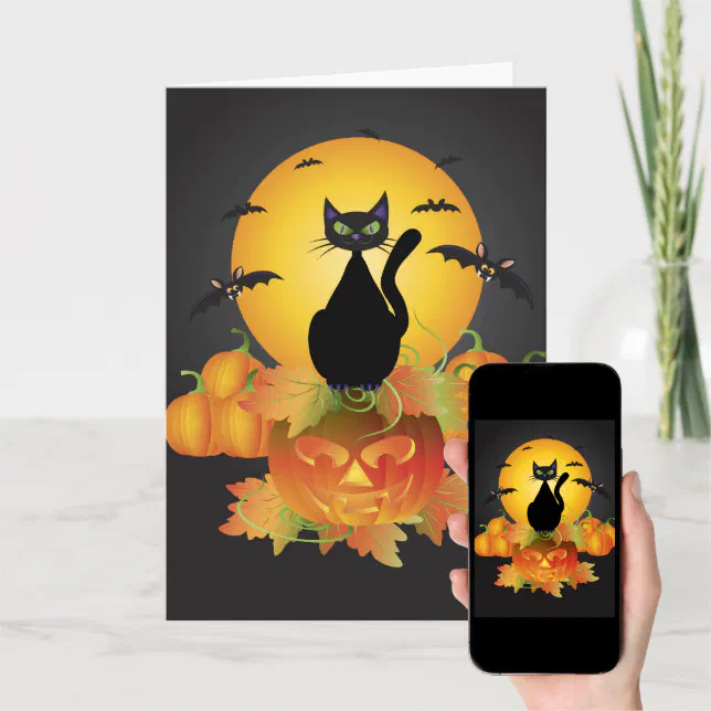Halloween Black Cat Card | Zazzle