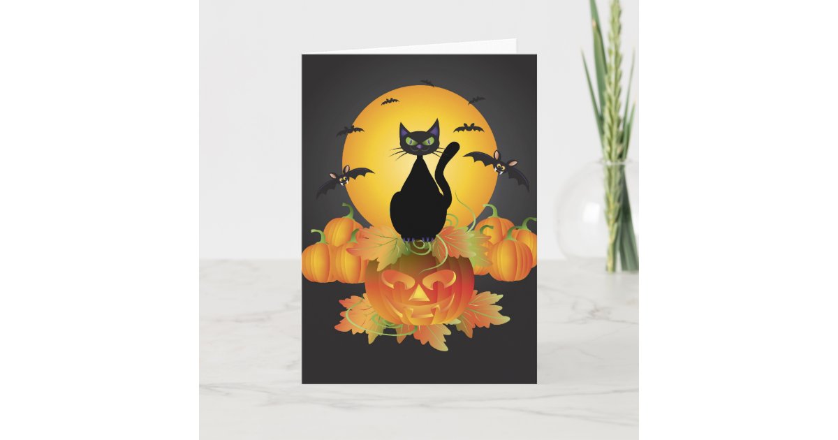 Halloween Black Cat Card | Zazzle