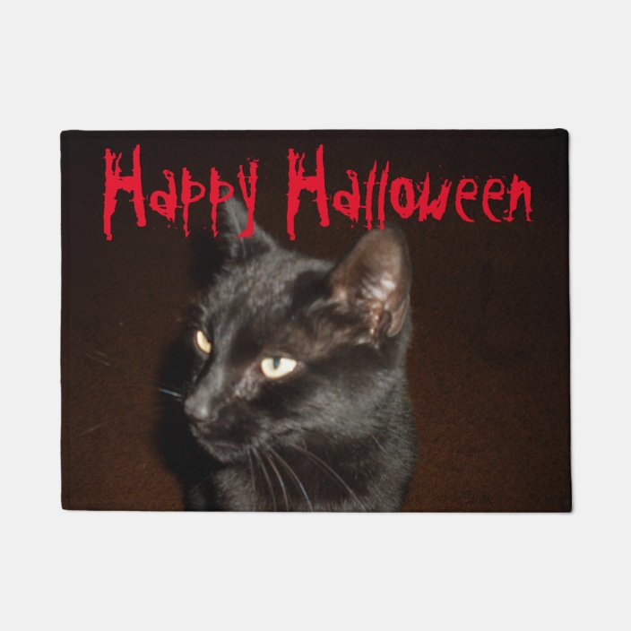 HALLOWEEN BLACK CAT door mat | Zazzle.com