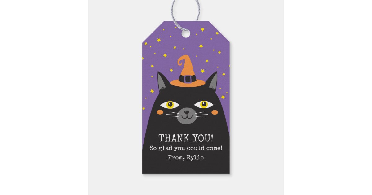 Halloween Black Cat Thank You Gift Tags | Zazzle