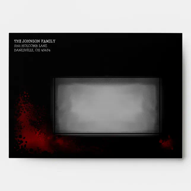 Halloween Black Envelope with Red blood Splatter | Zazzle