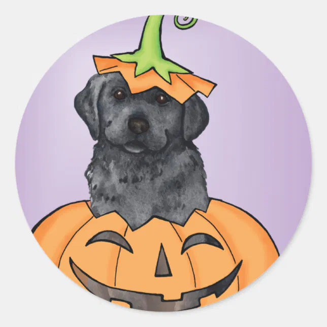 Halloween Black Lab Classic Round Sticker | Zazzle