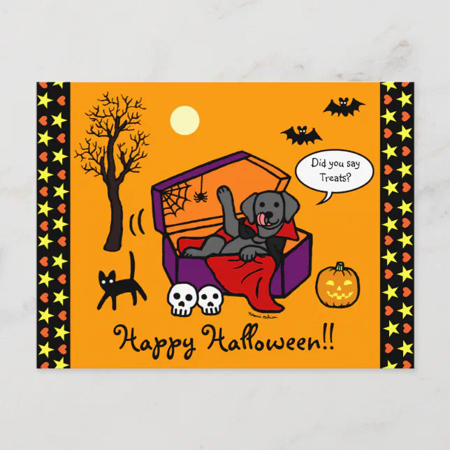 Halloween Black Lab Vampire Postcard | Zazzle