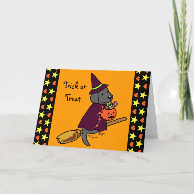Halloween Black Labrador Cartoon 1 Card | Zazzle