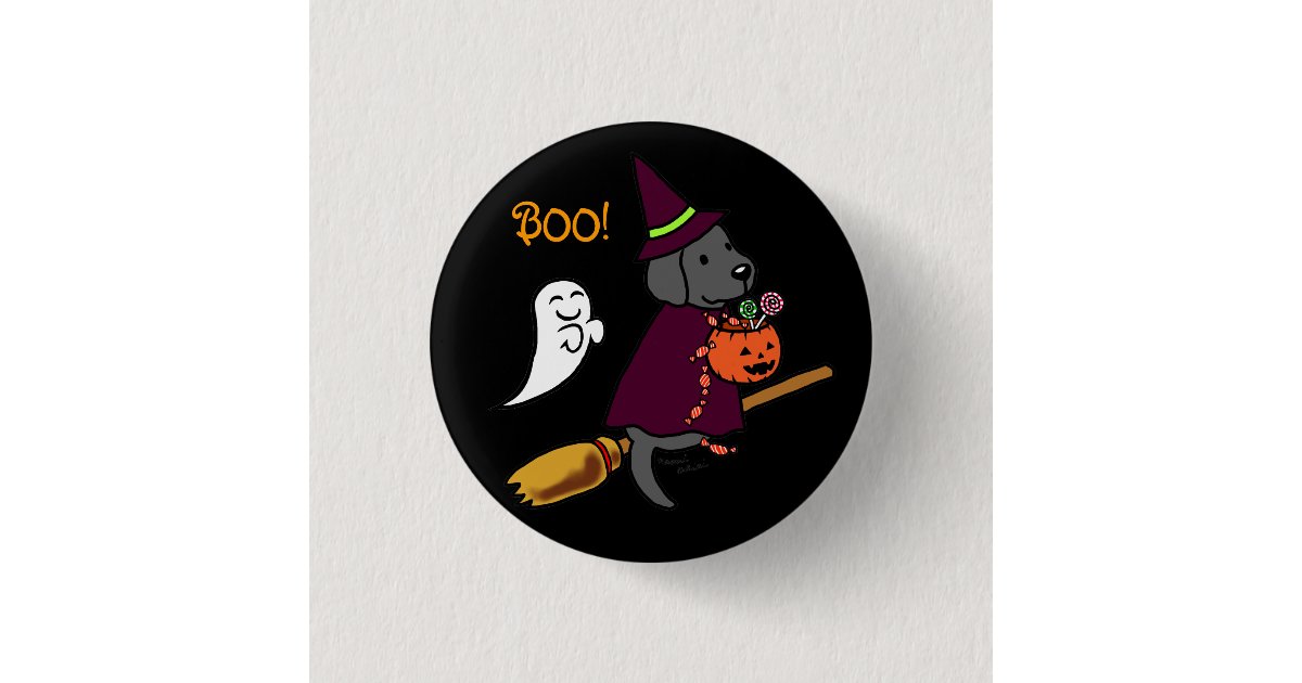 Halloween Black Labrador Cartoon 1 Pinback Button | Zazzle
