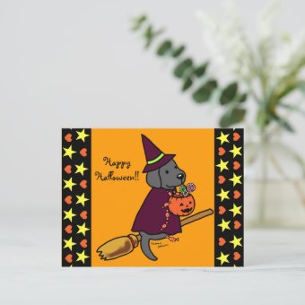 Halloween Black Labrador Cartoon 1 Postcard | Zazzle