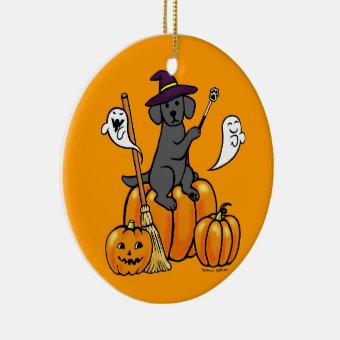 Halloween Black Labrador Cartoon 2 Ceramic Ornament | Zazzle