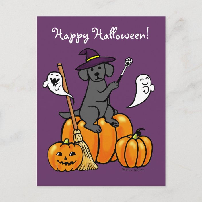 Halloween Black Labrador Cartoon 2 Postcard | Zazzle.com