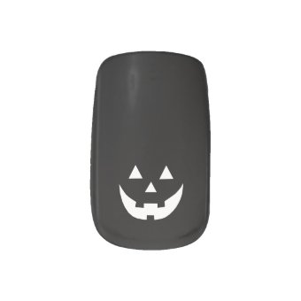 Halloween black white Jack o lantern pumpkin face Minx Nail Art | Zazzle