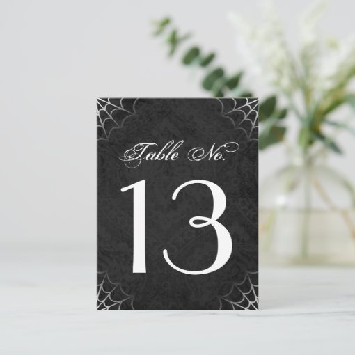 Halloween Black White Spider Web Table Number Card | Zazzle