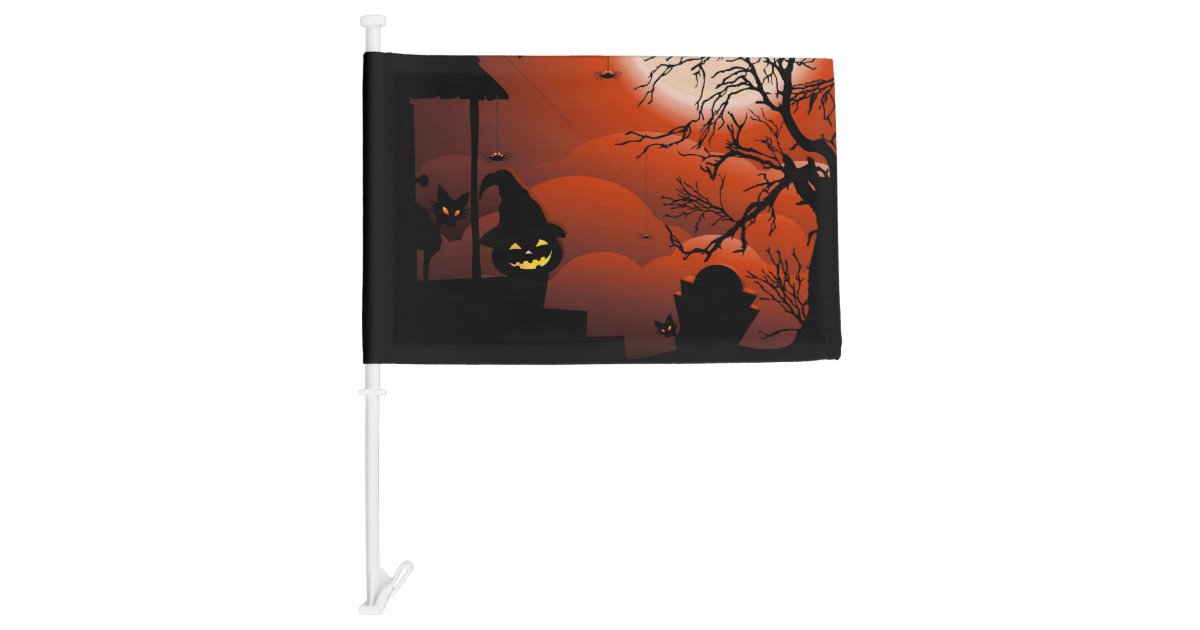 Halloween Bloody Moonlight Nightmare Car Flag | Zazzle
