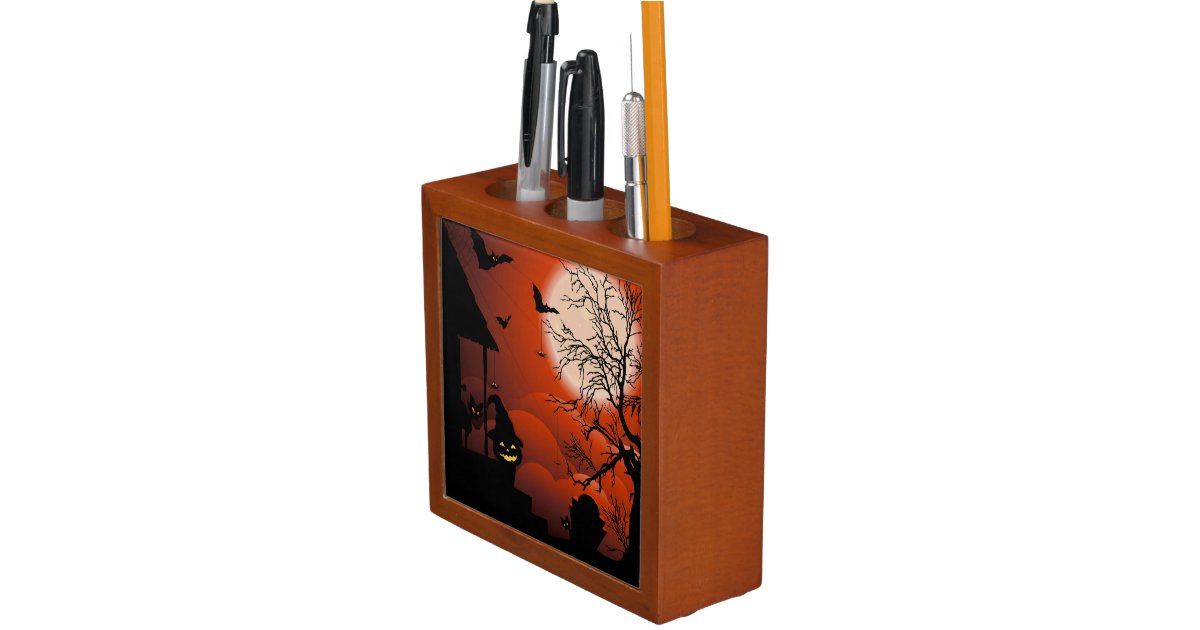 Halloween Bloody Moonlight Nightmare Desk Organizer | Zazzle