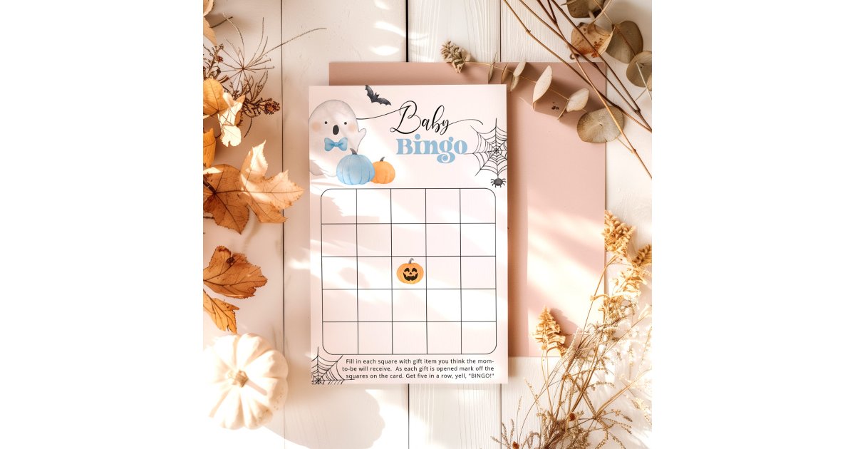 Halloween Blue Boo baby shower bingo game | Zazzle