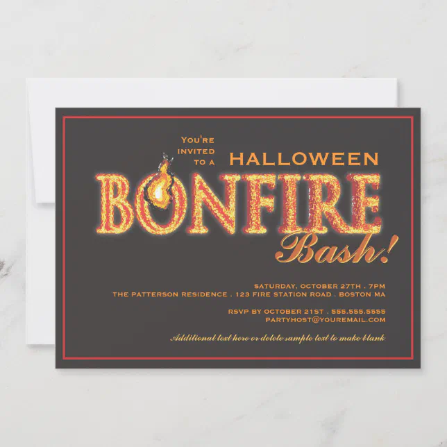 Halloween Bonfire Bash on Fire Party Invitation | Zazzle