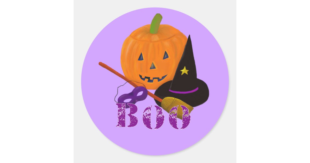 Halloween BOO! Classic Round Sticker | Zazzle
