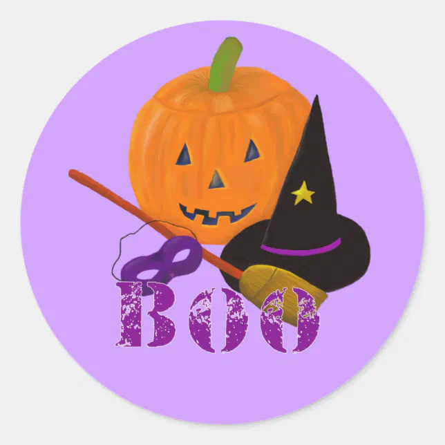 Halloween BOO! Classic Round Sticker | Zazzle