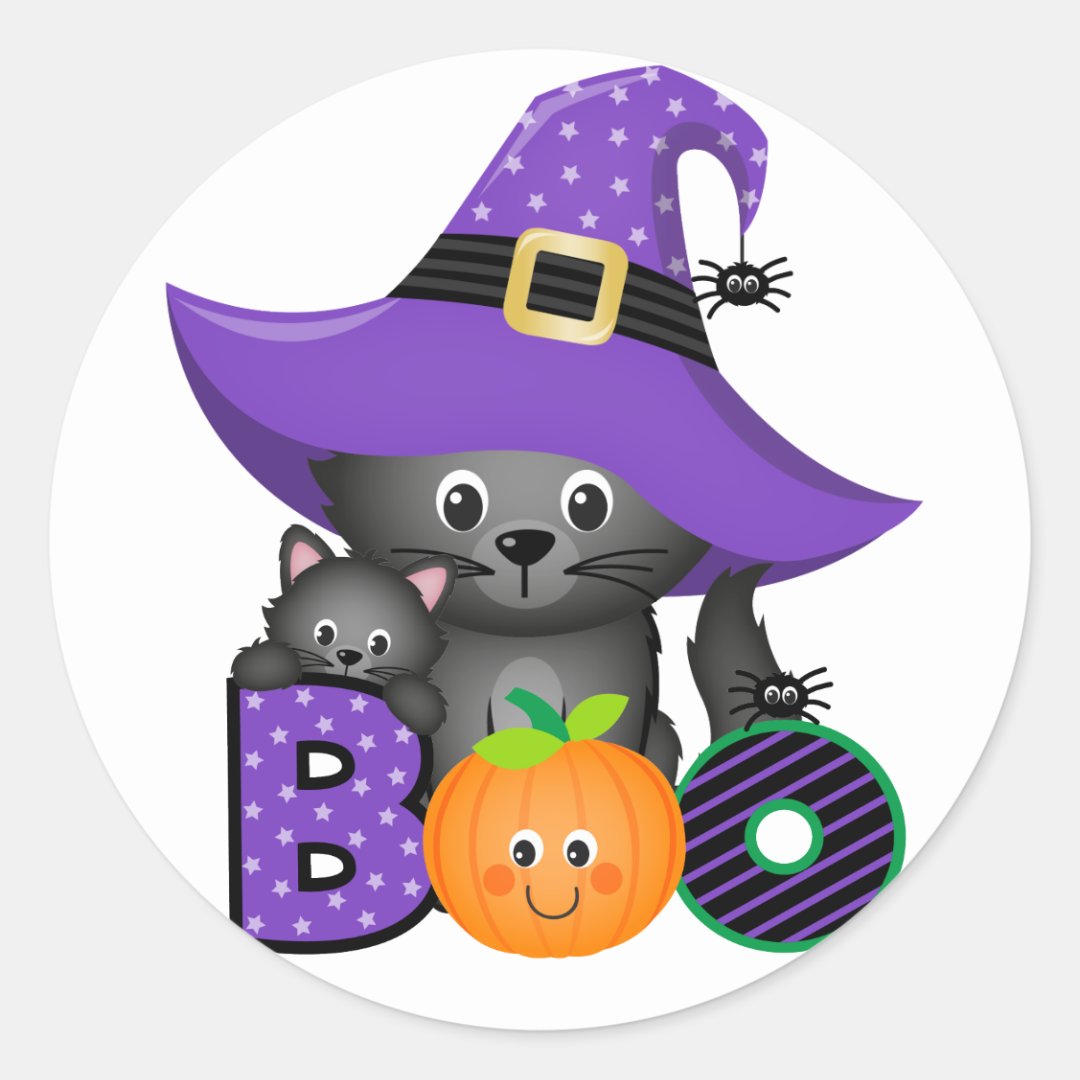 Halloween Boo Classic Round Sticker | Zazzle