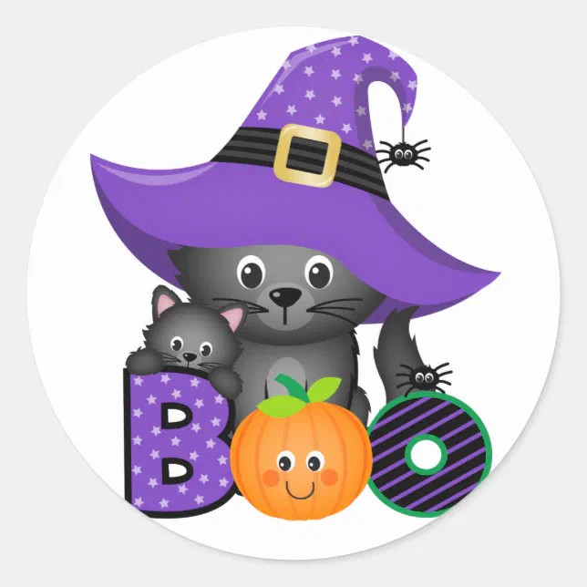 Halloween Boo Classic Round Sticker | Zazzle