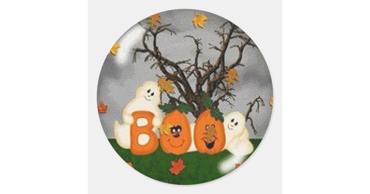 Halloween Boo Classic Round Sticker | Zazzle
