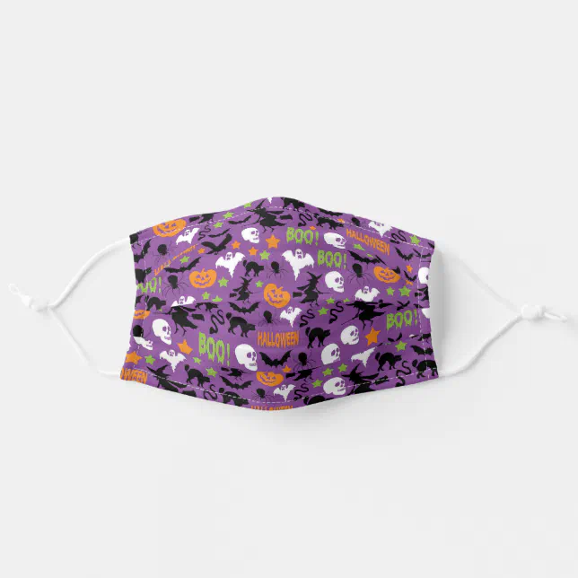 Halloween Boo Ghost Bat Witch Pumpkin Adult Cloth Face Mask | Zazzle