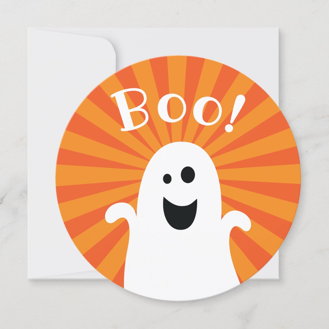 Halloween Boo Happy Ghost Kids Costume Party Invitation | Zazzle