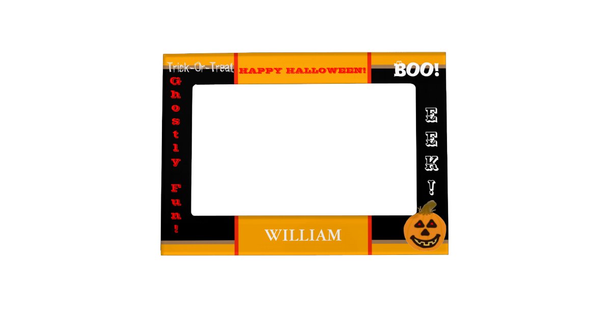 Halloween Boo Pumpkin Magnetic Frame | Zazzle
