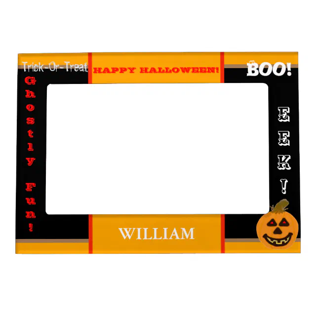 Halloween Boo Pumpkin Magnetic Frame | Zazzle