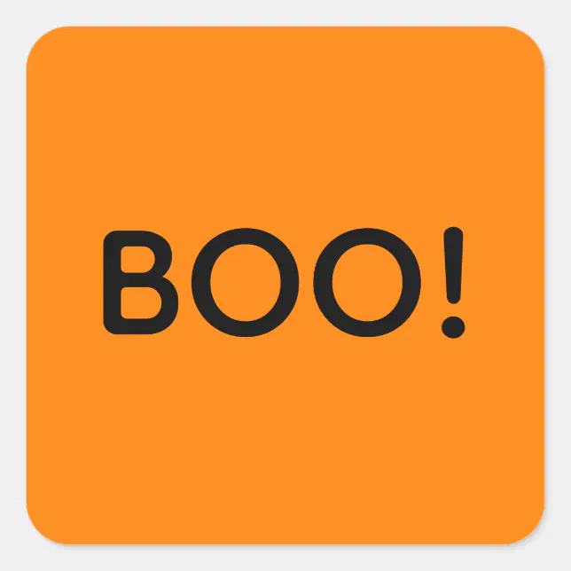 Halloween BOO! Simple Typography Gift Treat Bag Square Sticker | Zazzle