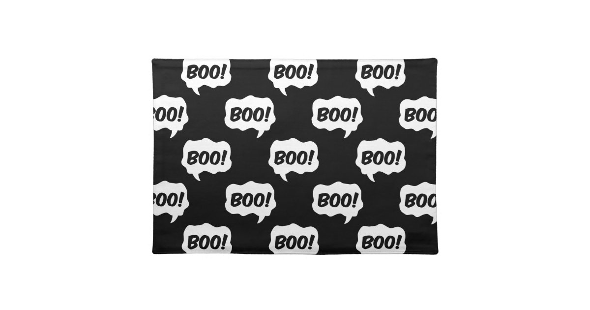 Halloween Boo Speech Bubble Pattern Placemat | Zazzle