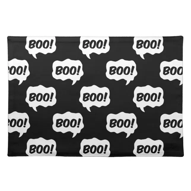 Halloween Boo Speech Bubble Pattern Placemat | Zazzle