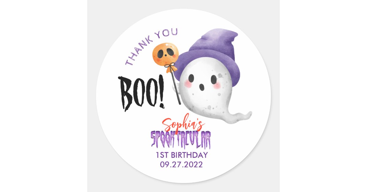 Halloween Boo Spooktacular Ghost Favor Classic Round Sticker | Zazzle
