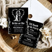 Halloween Bride or Die Skeleton Bachelorette Party Invitation | Zazzle