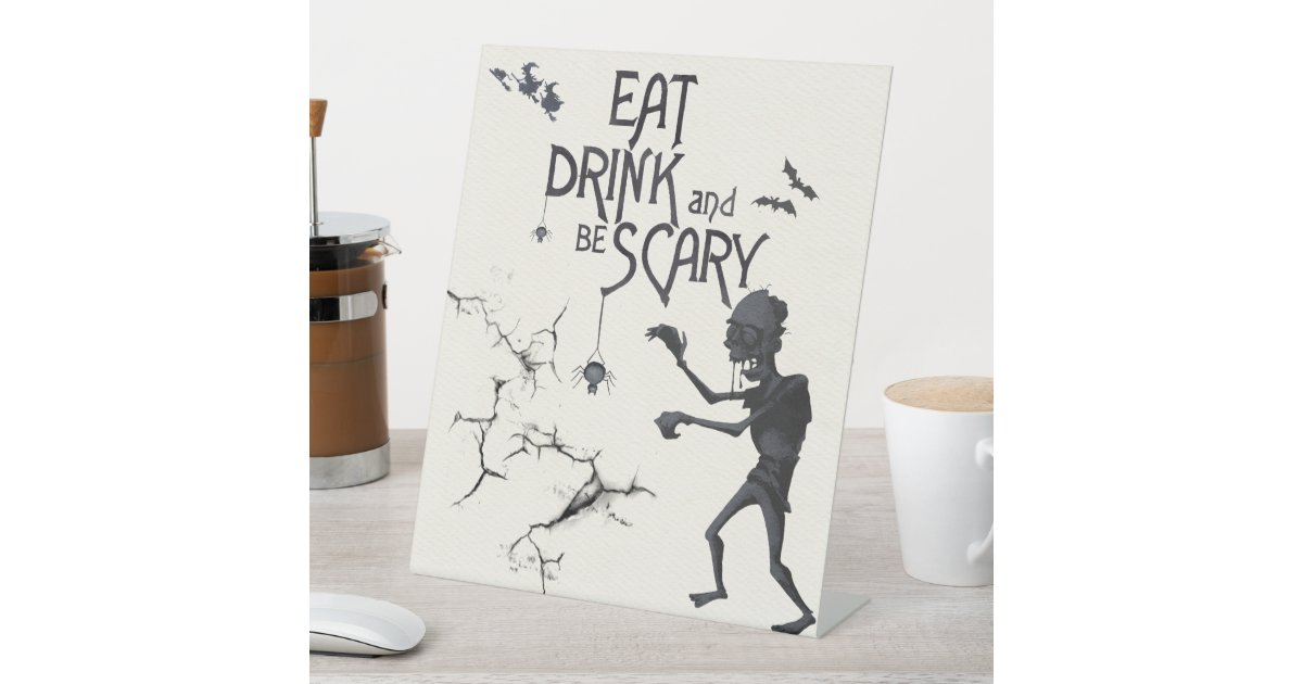 Halloween Buffet Food Table Pedestal Sign | Zazzle