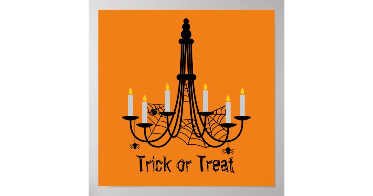 Halloween candles and spiders poster | Zazzle
