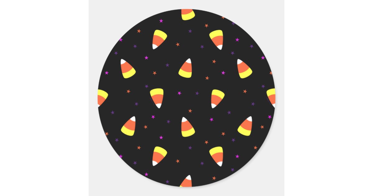 Halloween Candy Corn Pattern Classic Round Sticker | Zazzle
